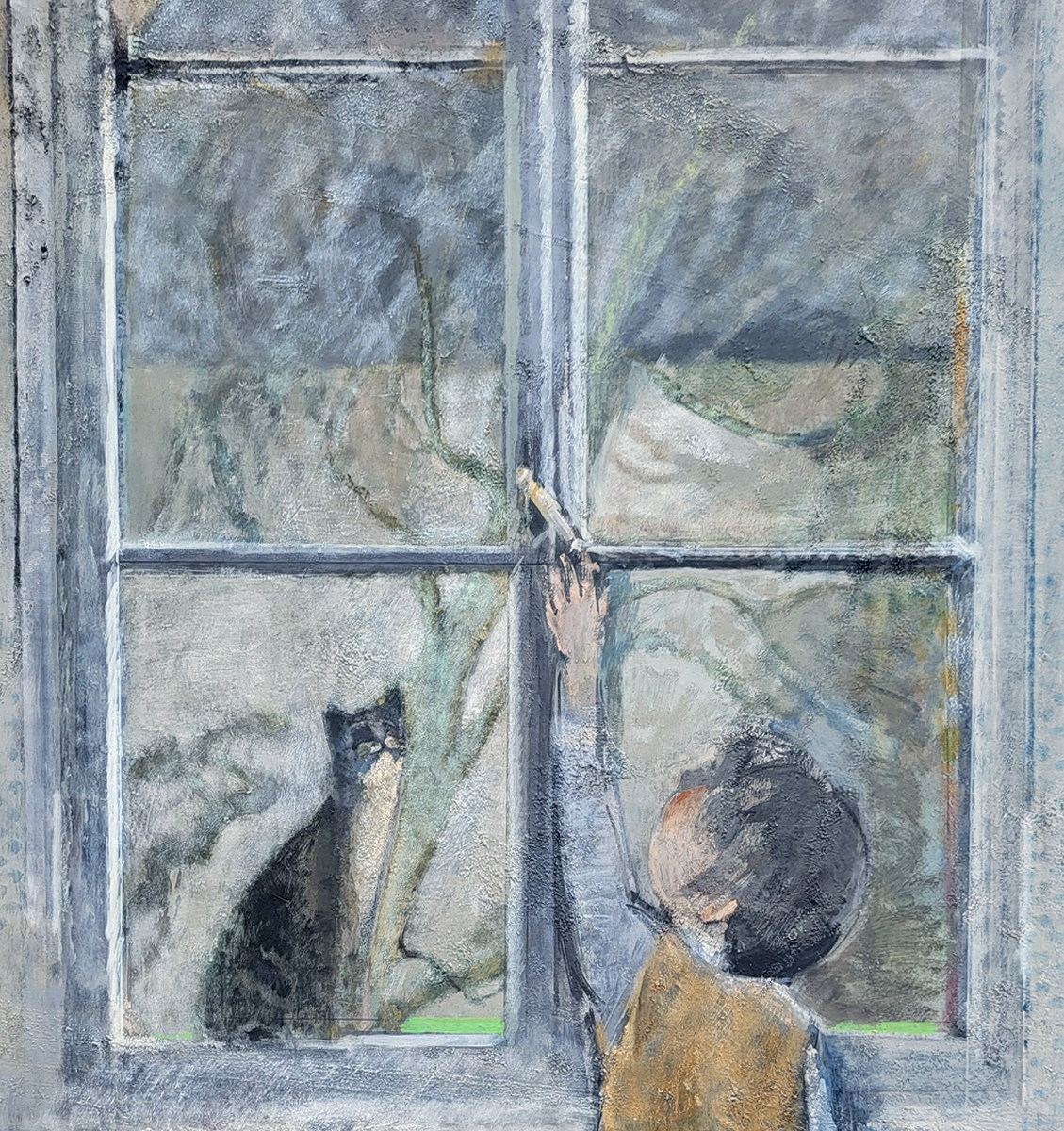 huile-sur-toile-la-petite-fille-et-le-chat-par-pierre-carron-2 | Carré ...